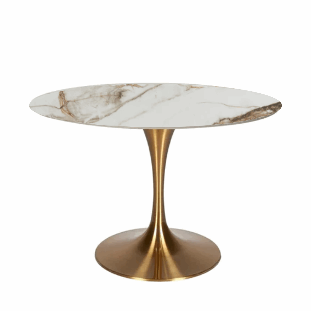 Mesa de comedor Tuli inox dorada piedra sinterizada - Vintahome ...