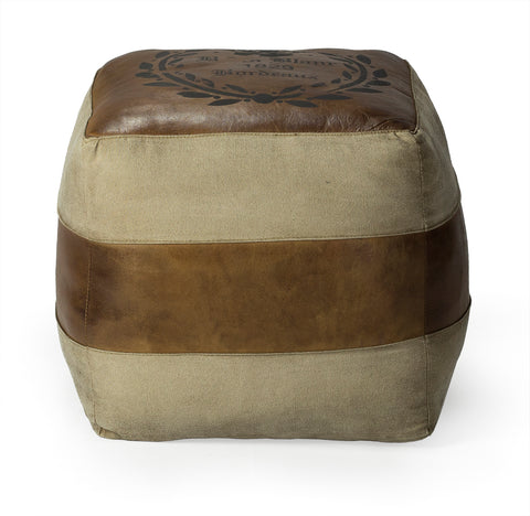 Puff de estilo vintage retro para comedores salones piel envejecida ...