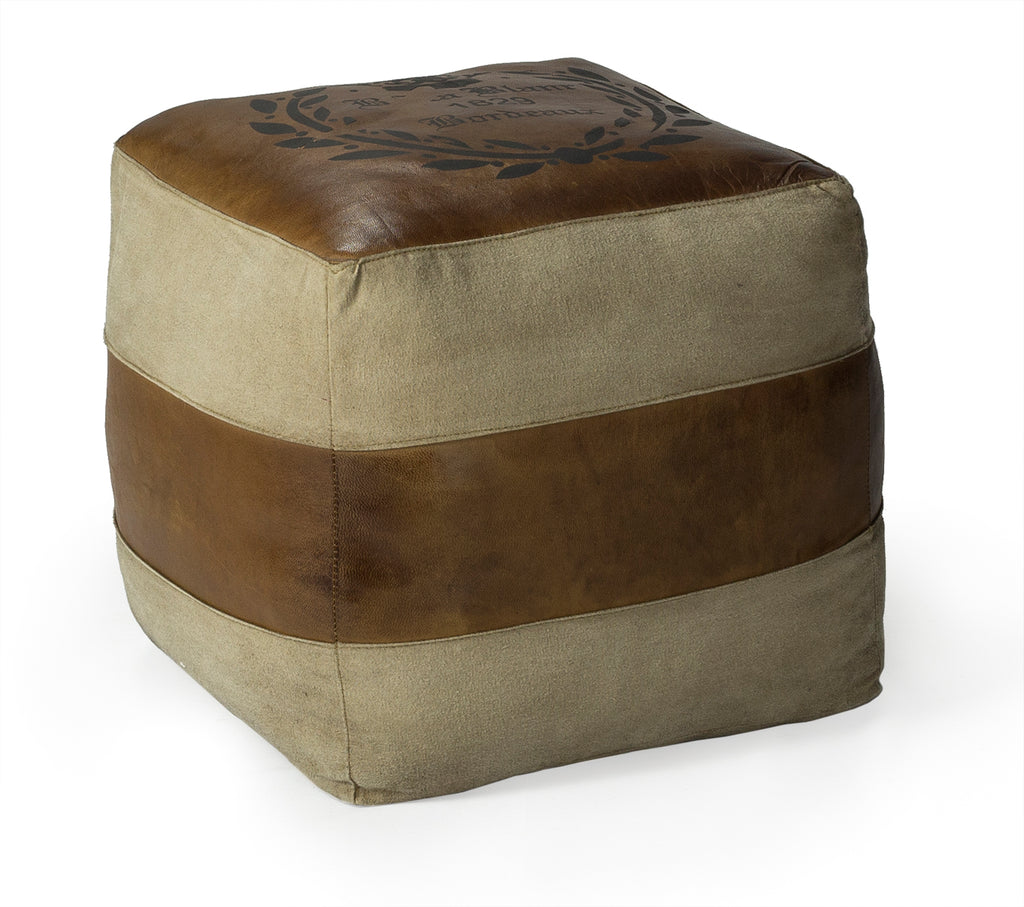 Puff de estilo vintage retro para comedores salones piel envejecida ...